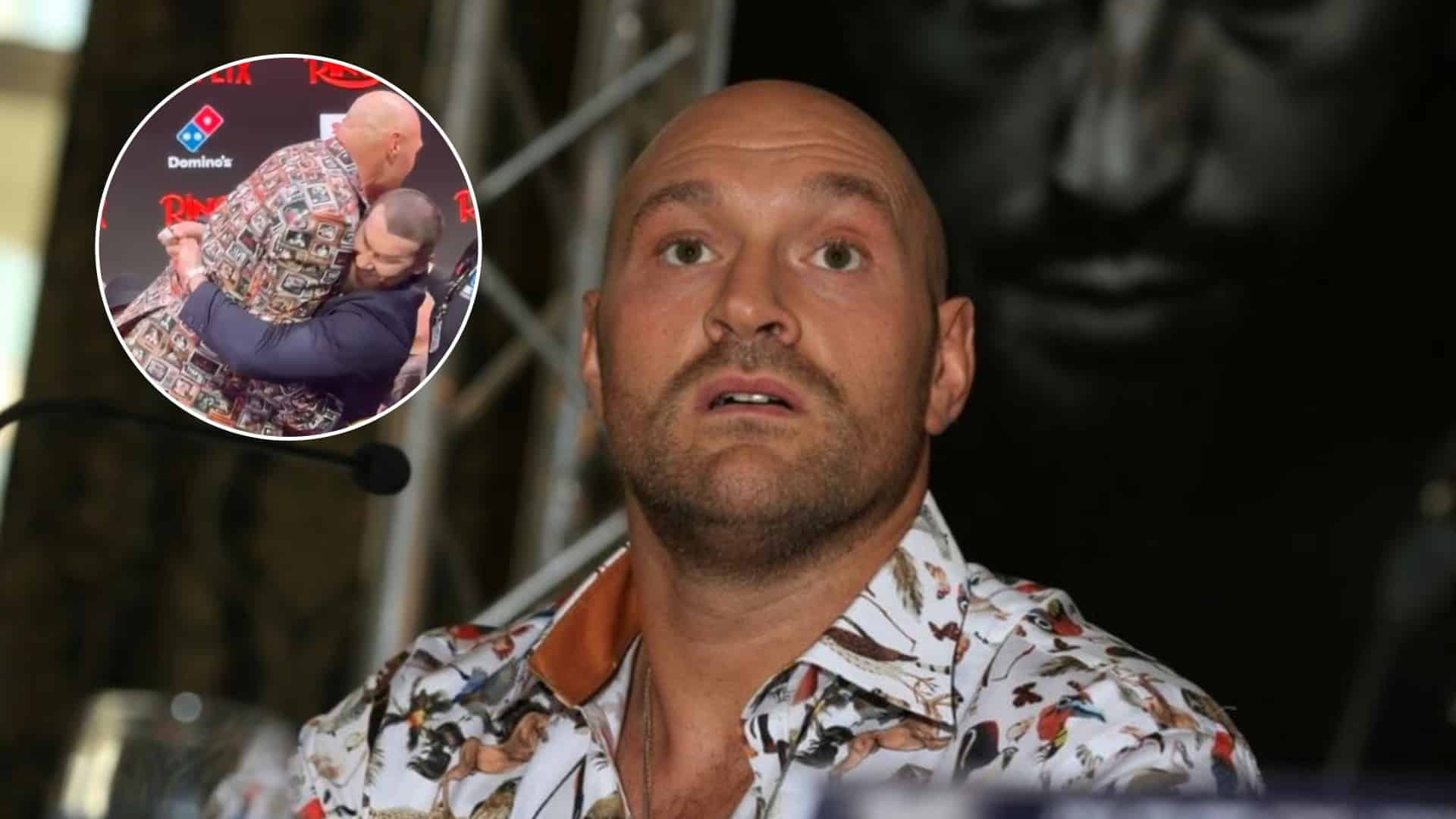 Tyson Fury se fait soulever lors du face à face ultime avec Arslanbek ...